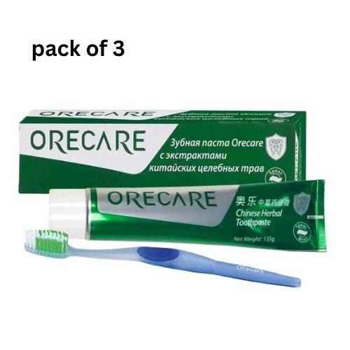 3-Pack Chinese Orecare Herbal Toothpaste 135g with Free Toothbrush ...