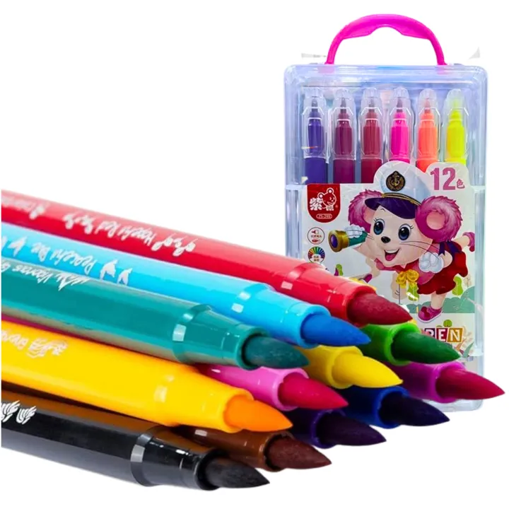 Double sided Color Pen Markers 12Pcs/set Cute Colors Double Tip Marker ...
