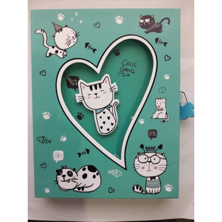 Fancy Lock Medium Size With Box Cat Dairy Printed Diary Special Gift ...