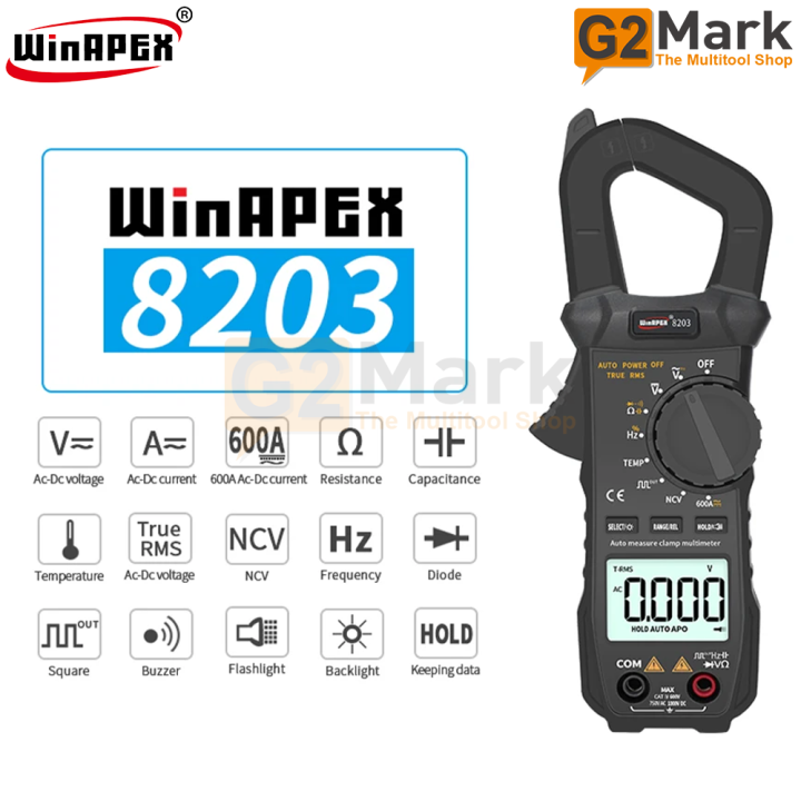 WINAPEX ET8203 600A AC DC Pocket Clamp Meter 6000 Counts Digital ...
