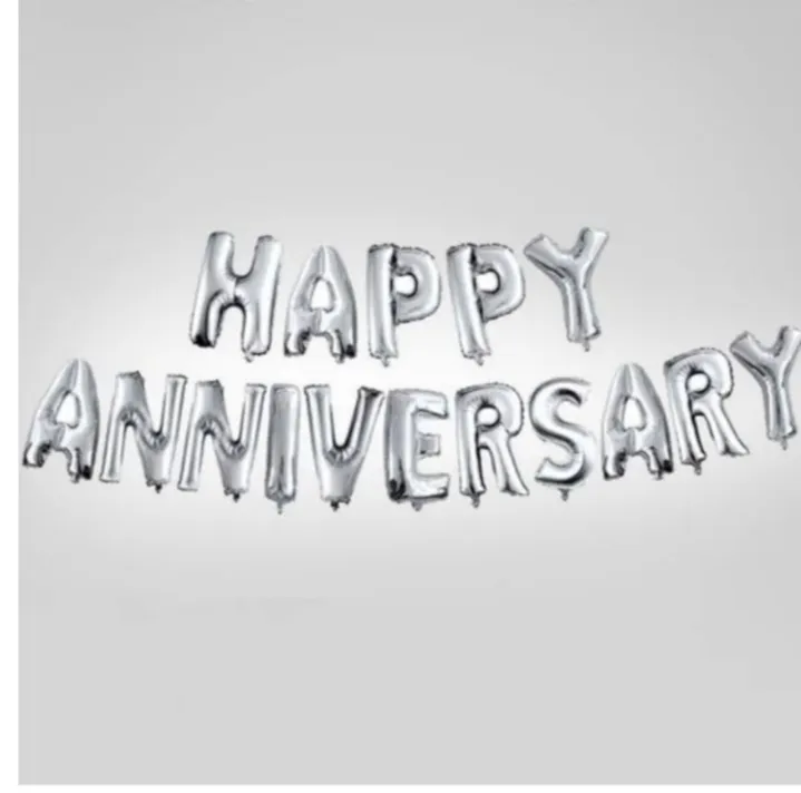 Anniversary 16 Pcs Foil Banner Balloons, 16 Inch Alumunium Chrome ...