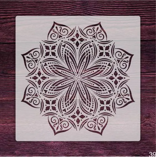 Vibrant Vortex Mandala Stencil for Painting on Wood, Flower Border ...