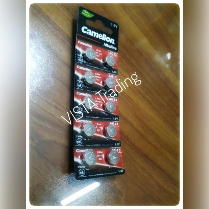 Pack of 10 not 6, CAMELION 1.5V AG13, LR44, ALKALINE Batteries, BUTTON ...