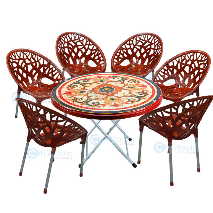 Set of 6 Plastic chairs, Garden indoor/outdoor, Tree Chairs, & 1 Double ...