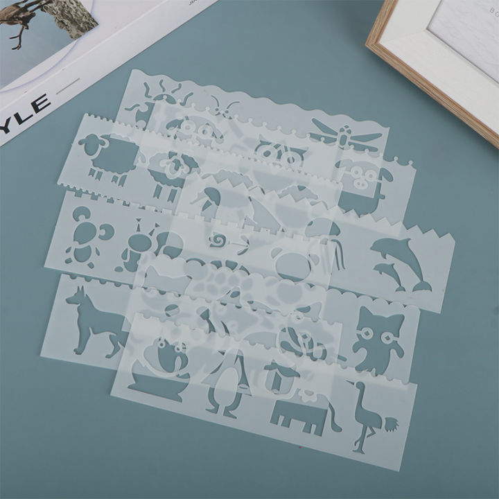8Pcs/set Letter Wave Animal Shaped DIY Craft Hollow Layering Stencil ...