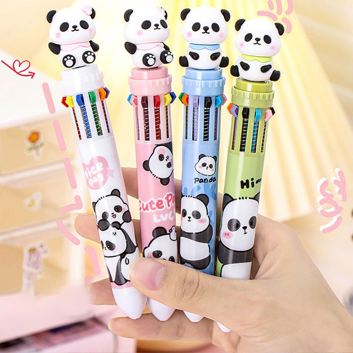 10 Colors Ballpoint Pen Cartoon Panda 0.5mm Colorful Ink Gel Pen ...