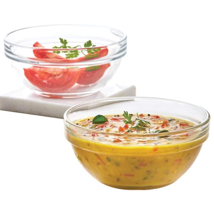 Uniglass Chutney Glass Bowl Set, 145ml, Set of 6, Transparent Raita ...
