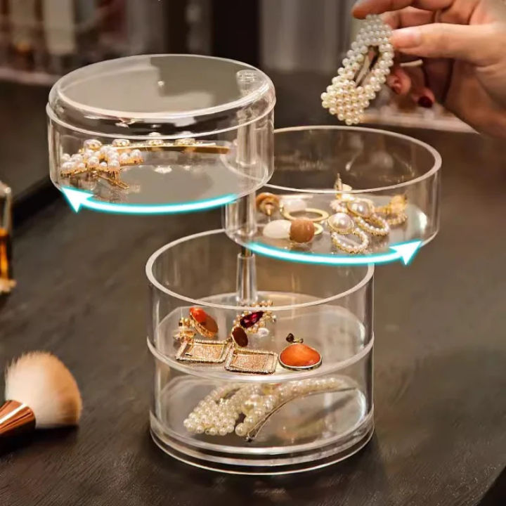 Acrylic Rotating Jewelry Organizer with Lid Transparent | Ear Rings ...