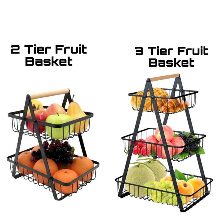 Kitchen Organizer, Wooden Handled 2 and 3 Tier Fruit and vegetables ...