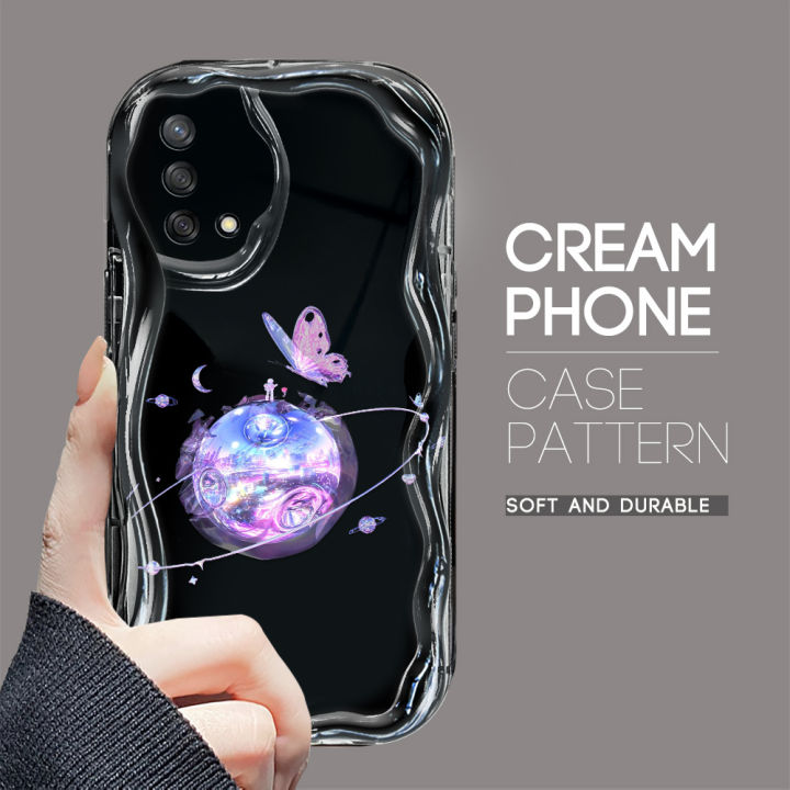YYDS for OPPO F19 A95 A74 4G Back Cover Planet Butterfly Case Cream ...