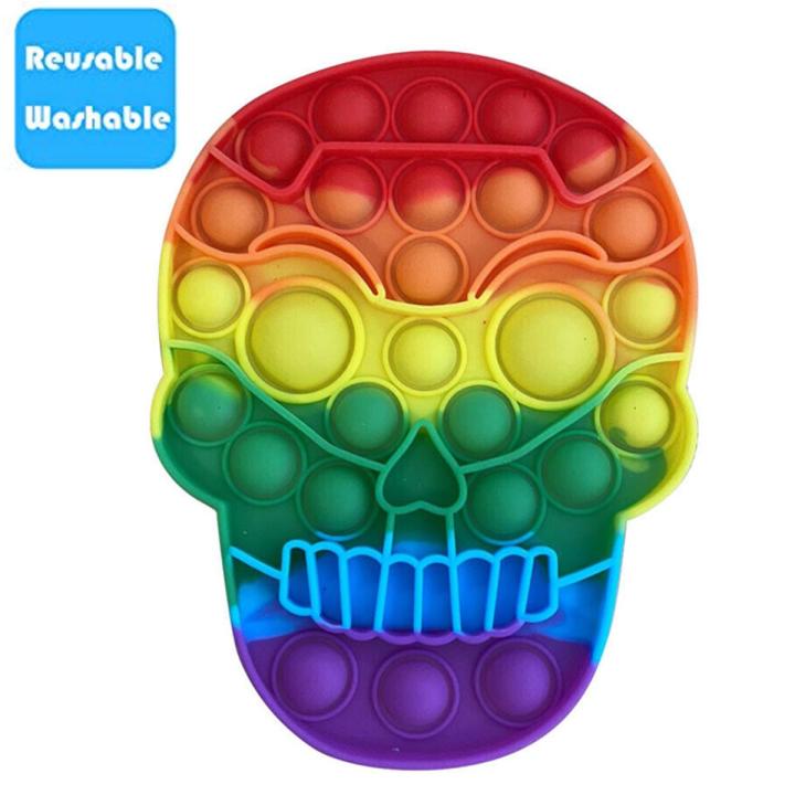 Push Pop Bubble Fidget Spinner Pop It Silicone Toy - 6 inches - Rainbow ...