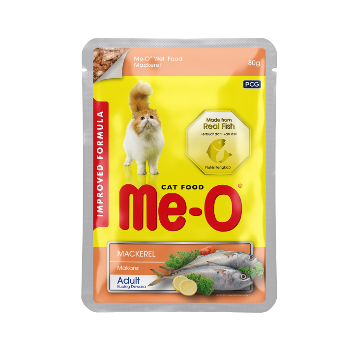 Me-O / MeO Adult Cat Wet Food Pouch With Mackerel in Jelly - 80G | Daraz.pk