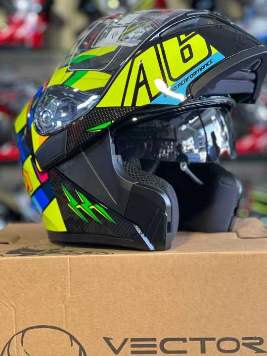 HELMET VECTOR VT-254 FOR MOTOR BIKE - FLIPUP - DOT APPROVED - DUAL ...