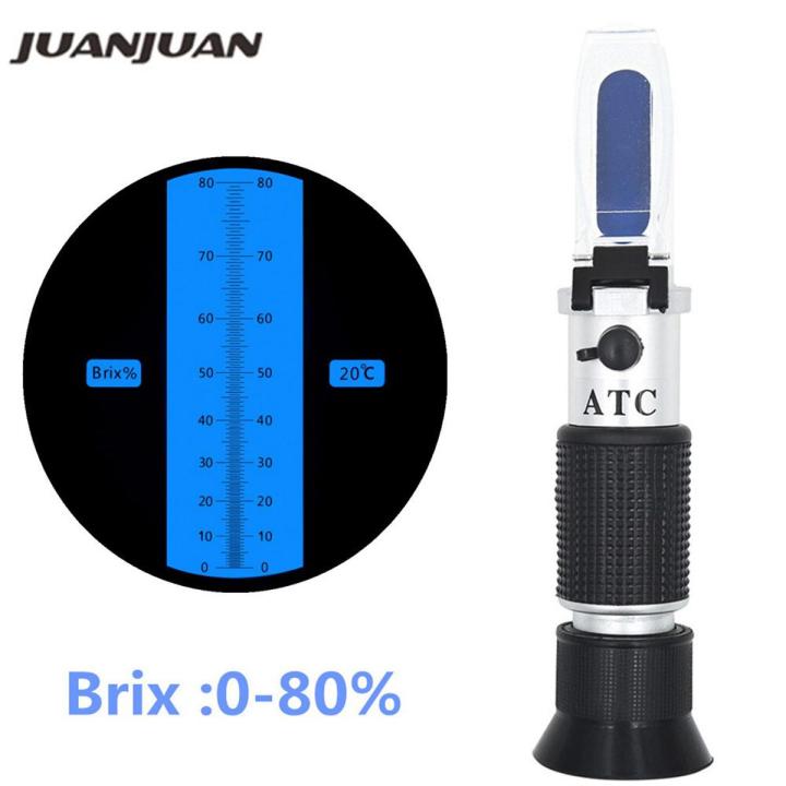 Handheld 0-80% Brix Refractometer Brix Meter ATC Concentration High ...