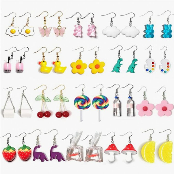 1Pair Resin Drop Earring Handmade Cute Eardrop Funny Cartoon Animal ...
