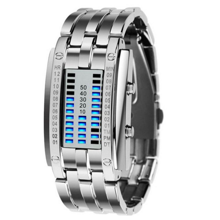 Iron Face Knight Binary Led Watch Two Vertical Row Double Row Light ...