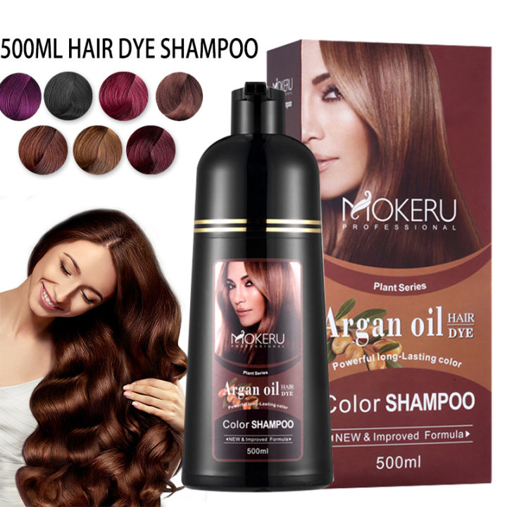Mokeru Brown Permanent Hair Color Long Lasting Argan Oil Dye Shampoo ...