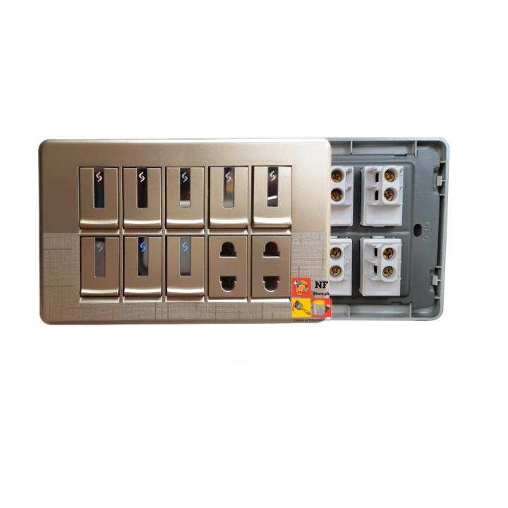 8 Switches+2 Sockets China Fitting Board Plate Golden Royal Series |For ...