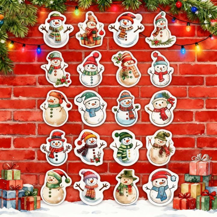 New 100Pcs Snowman Stickers Cartoon Irregular Shape Christmas Stickers ...