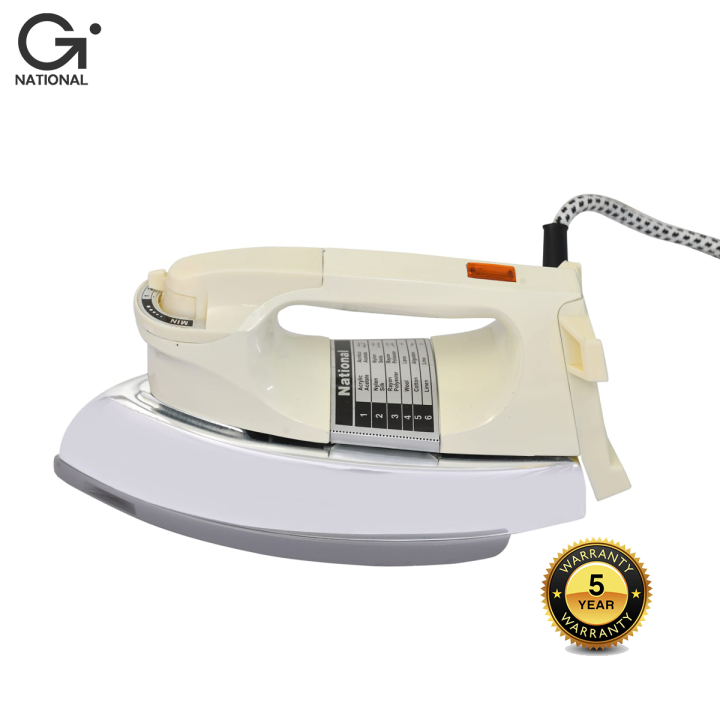 National Sl22 Grey Dry Iron-5 years warranty-1000W-Grey Plate | Daraz.pk