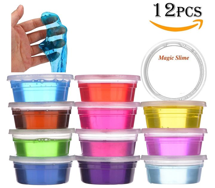 Pack of 6 - Random Color Slime - Crystal Clear Slime for Kids (Playing ...