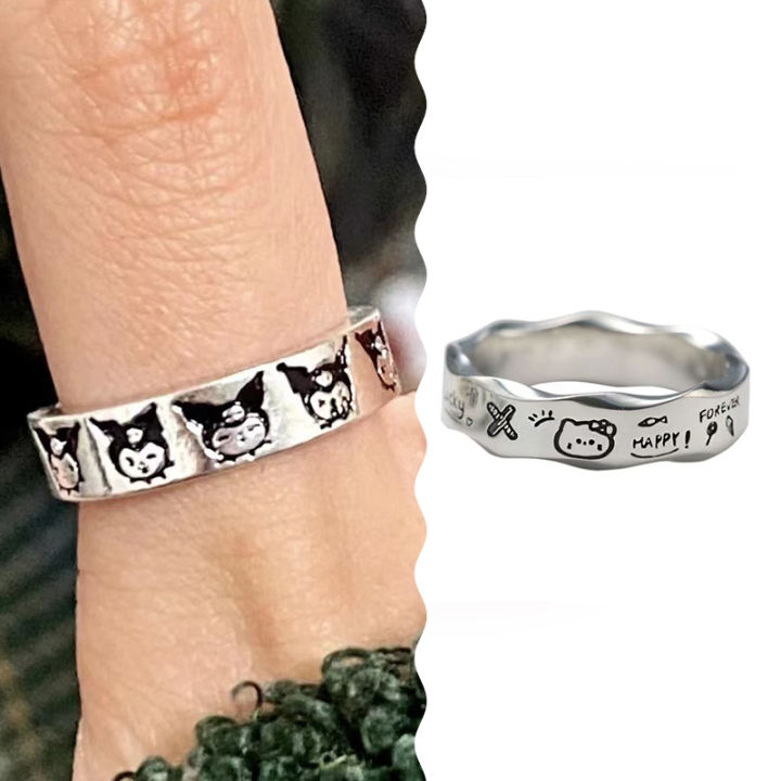 Cute Pochacco Hello Kitty Finger Ring Anime Kawaii Sanrio Cartoon ...