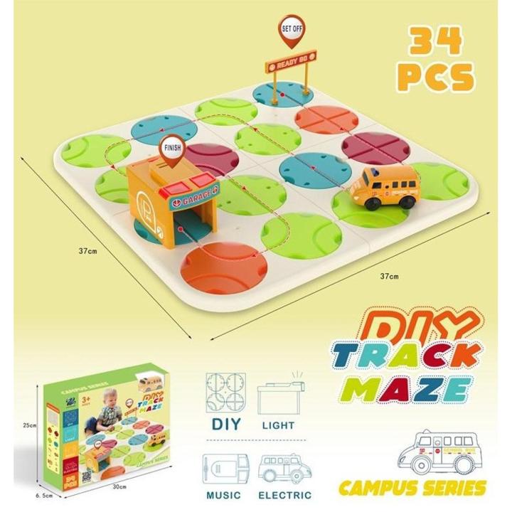 DIY Track Maze School Bus with Track Routes - 34 pieces | Daraz.pk