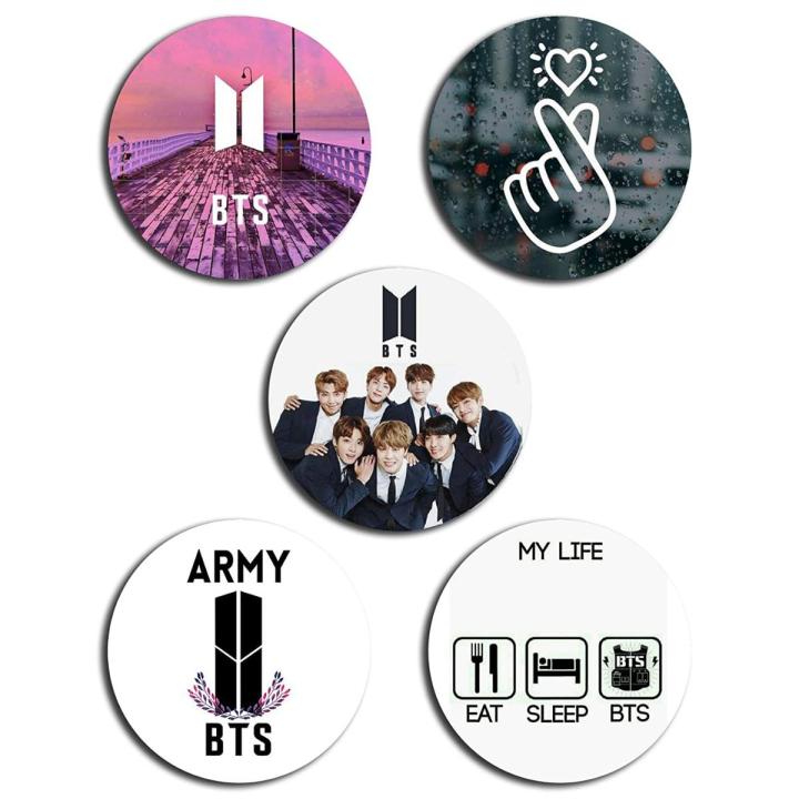 BTS Badges for Army Lovers Kpop Amazing bt21 Round Shape (Pack of 5 ...
