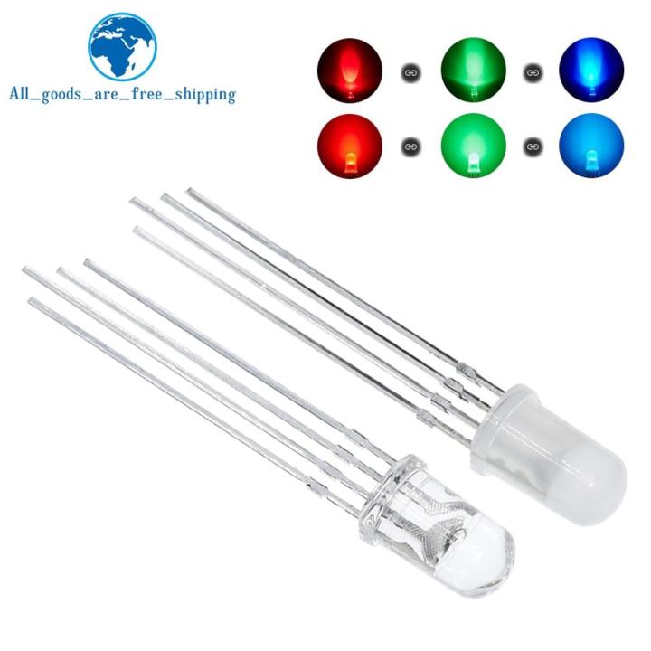 10pcs 5mm RGB LED Common Cathode / Common Anode Tri-Color Emitting ...