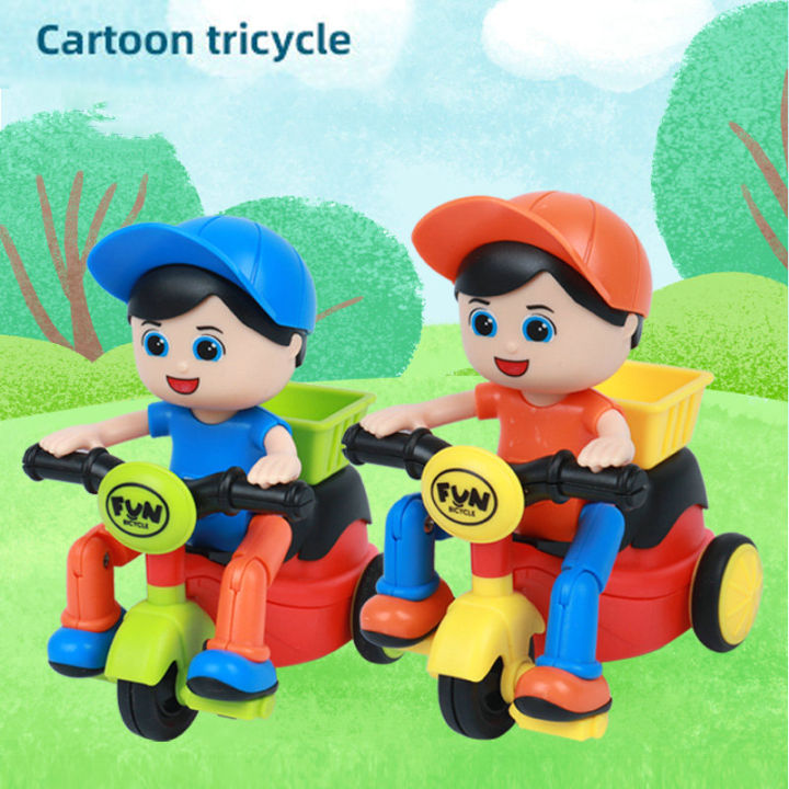 Mini Cartoon Tricycle Inertia Push & Pull Toy for Kids, Friction ...