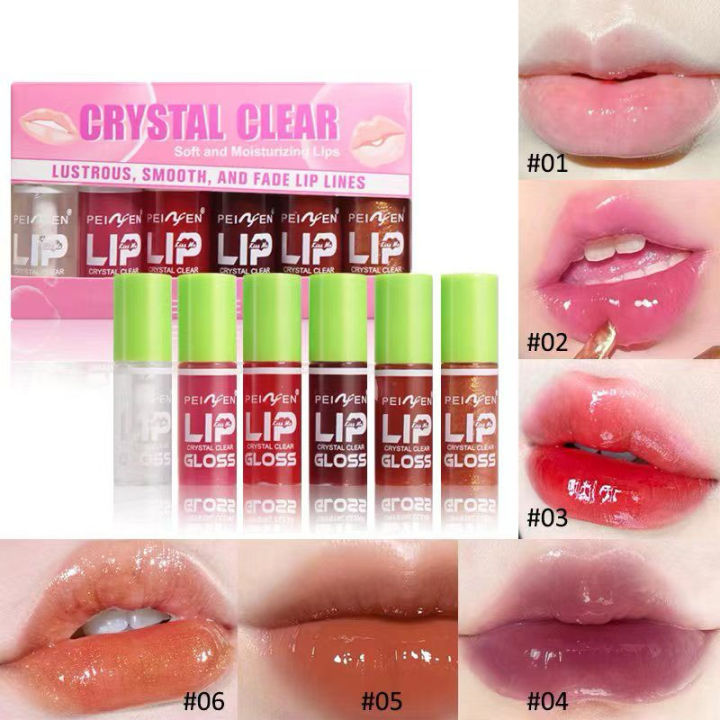 6PCS Moisturizing Lip Gloss Set Mirror Water Lip Glaze Waterproof ...