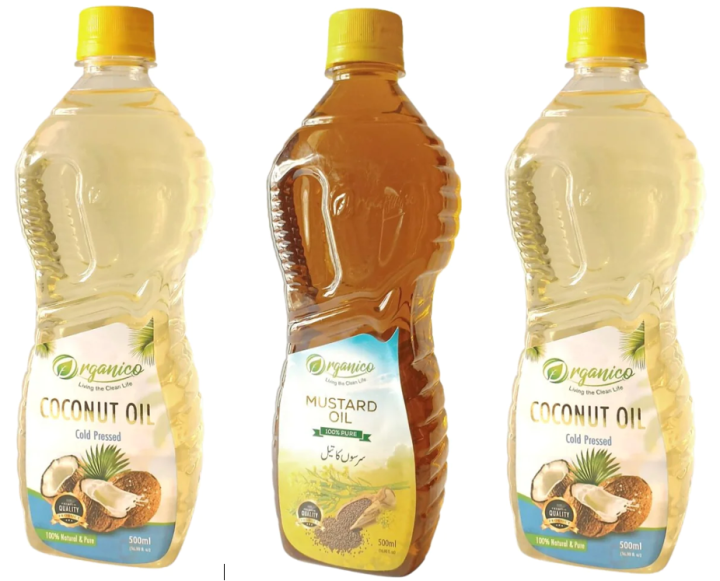 ORGANICO COCONUT OIL MUSTARD OIL PACK OF 03 MUSTARD COCONUT OIL 1500 ...