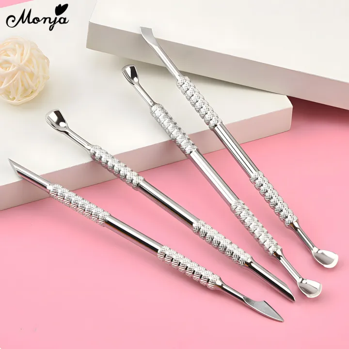 Monja Russian Styles Silver Double-headed Nail Cuticle Pusher Stainless ...