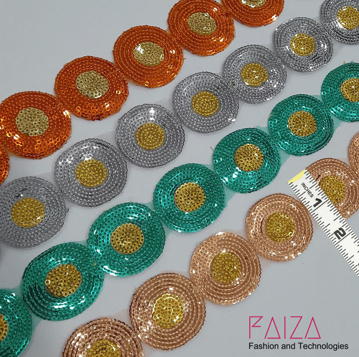 1 Yard/Gaz Fancy Sequin Sitara Work Circle Shape Lace - Versatile Lace ...