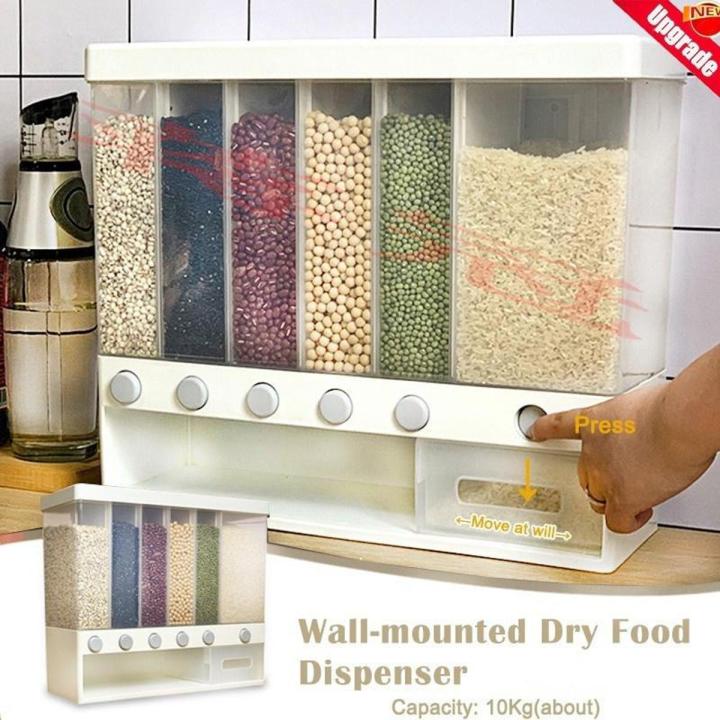 6 Grid Cereal Dispensers Food Storage Container Kitchen Storage Tank ...