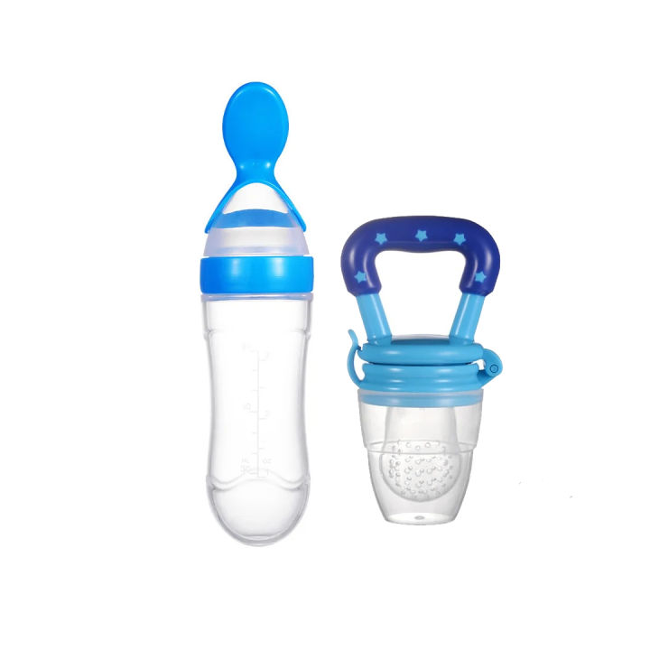 Momme Pack of 2 Baby Silicone Squeeze Spoon Feeder with Fruit Pacifier ...