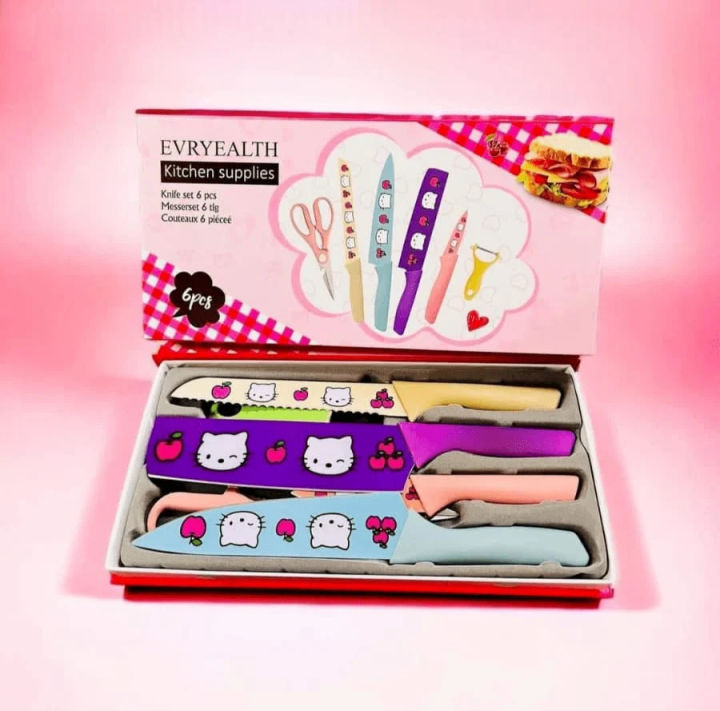 Hello Kitty Knife Set 6pcs Multi-Functional, Cute Fruit Knife, Home ...