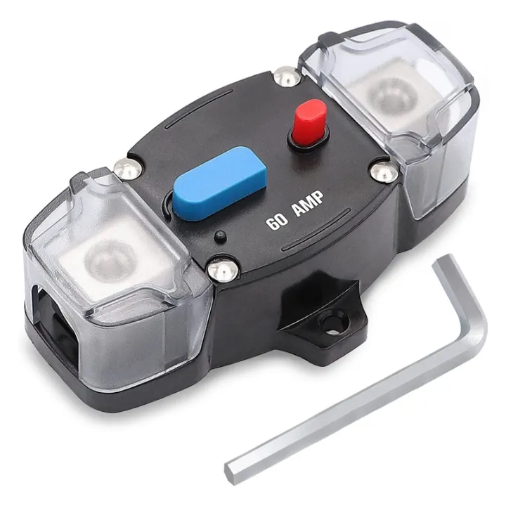 12-48V DC 60 Amp Circuit Breaker with Manual Reset, 0-8 Gauge Trolling ...