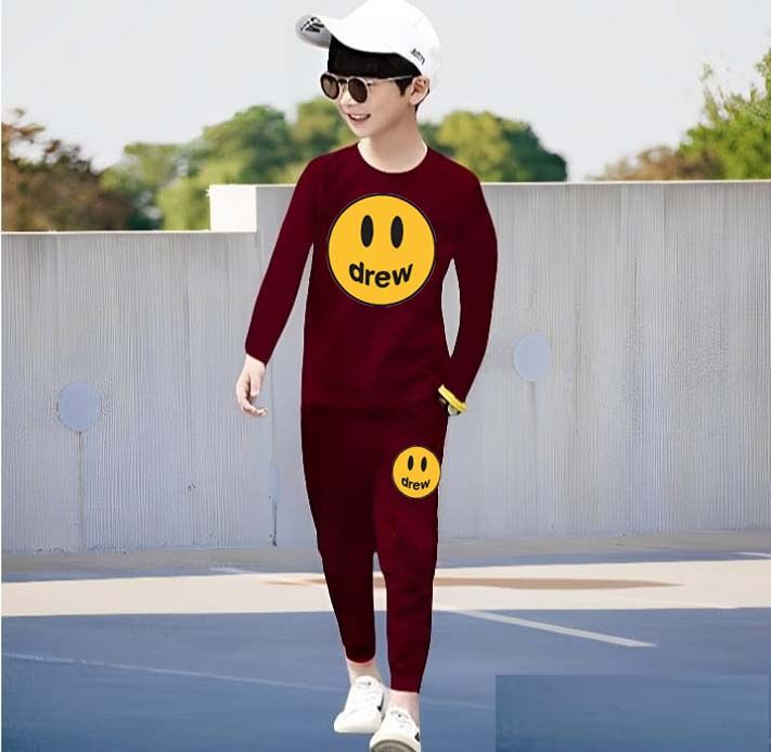 Smiley Face Tracksuits For Kids Trouser + T-Shirts | Daraz.pk