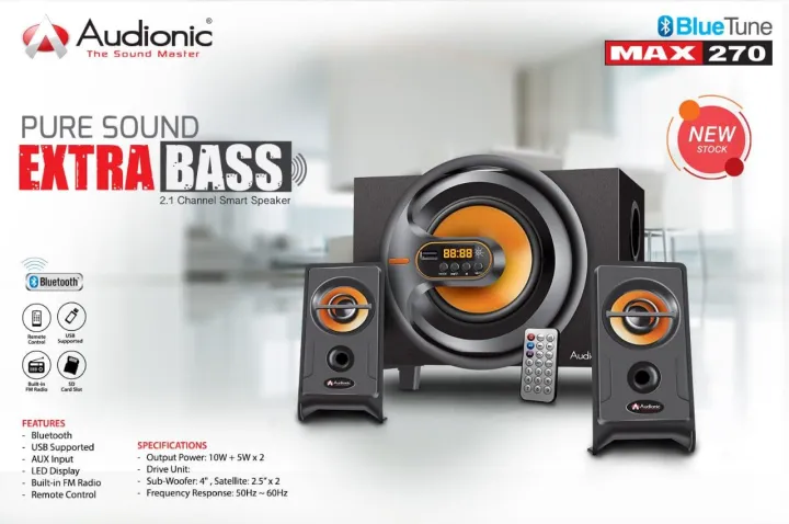 Audionic - Max 270 - 2.1 Multimedia Channel Speakers One Year Audionic ...