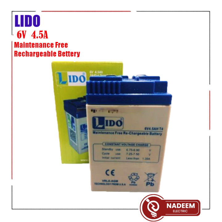 LIDO 6v 4.5AH Rechargeable Dry Battery | Daraz.pk