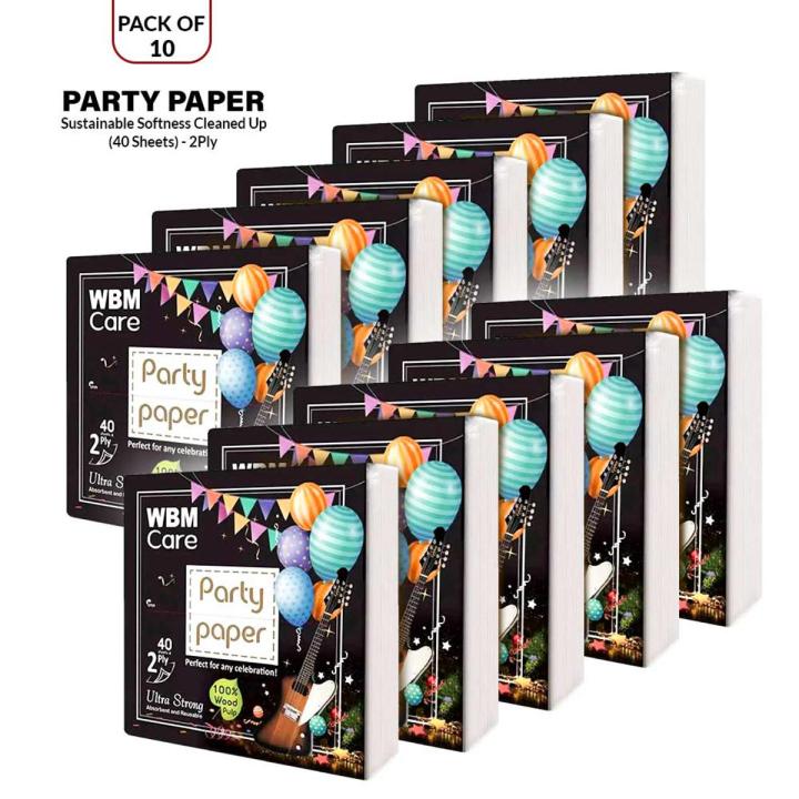 Pack of 10 - WBM Care Party Paper (40 Sheets) - 2Ply | Tissue Paper ...