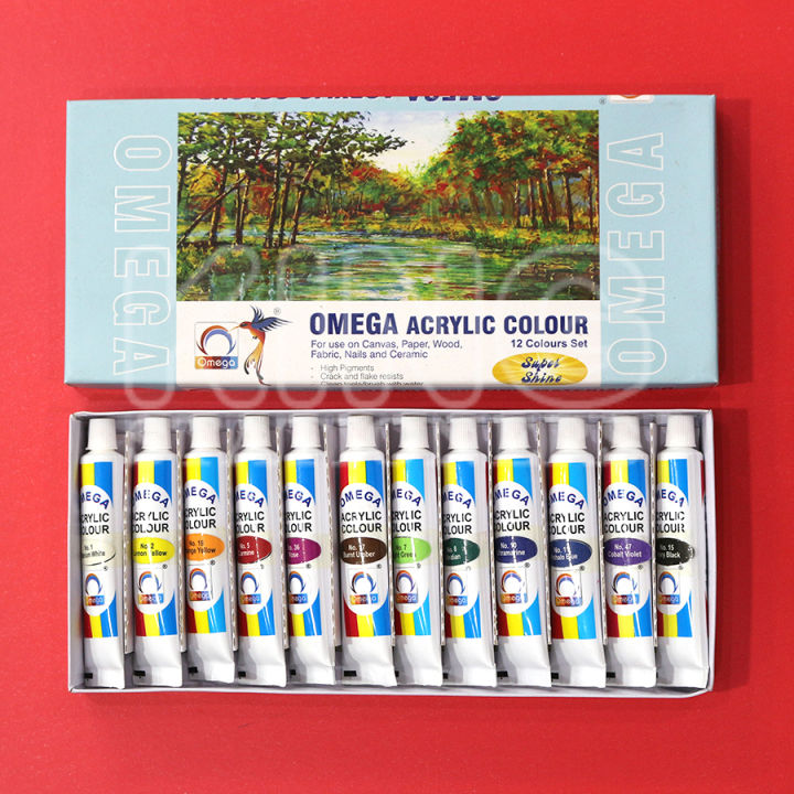 Acrylic Color 12 Color Tubes Set Omega | Daraz.pk