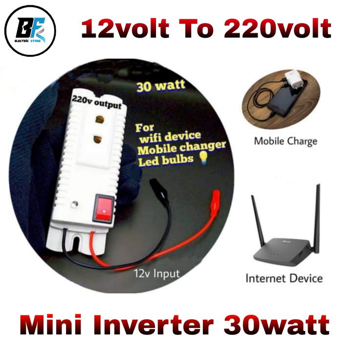 DC 12Volt To AC 220Volt Inverter, Mini Inverter 30watt, For Wifi Device ...