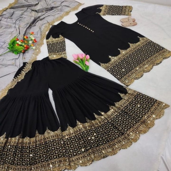 Eid Collection | Stitched Silk Sequence Embroidered Kurti With Garara ...