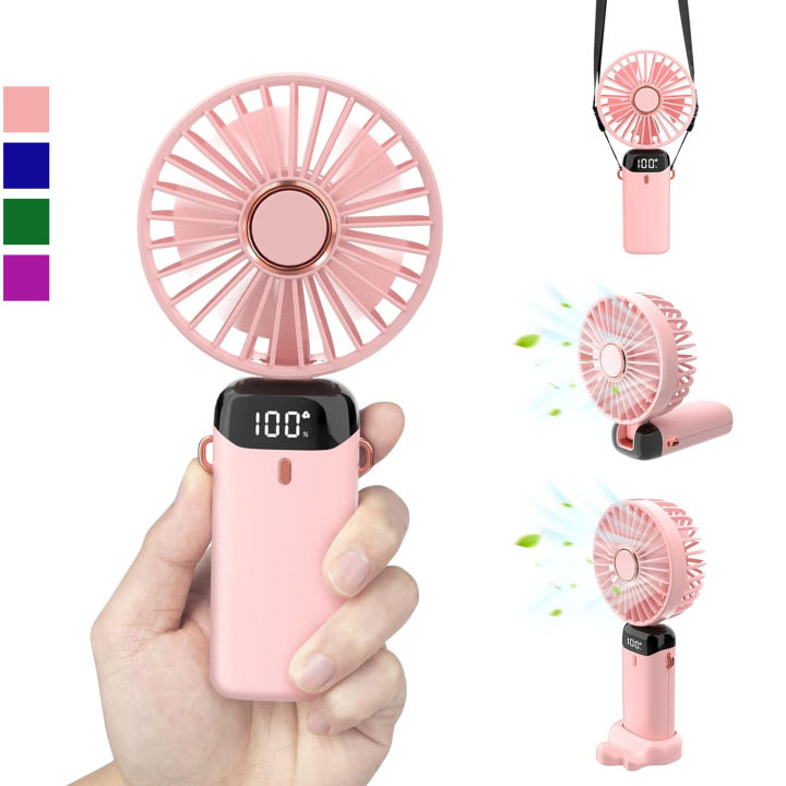 Personal Foldable Fan With LED Digital Display, Portable Hanging Neck ...