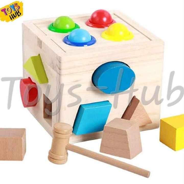 Wooden Hammering and Shape Sorting Box | Daraz.pk