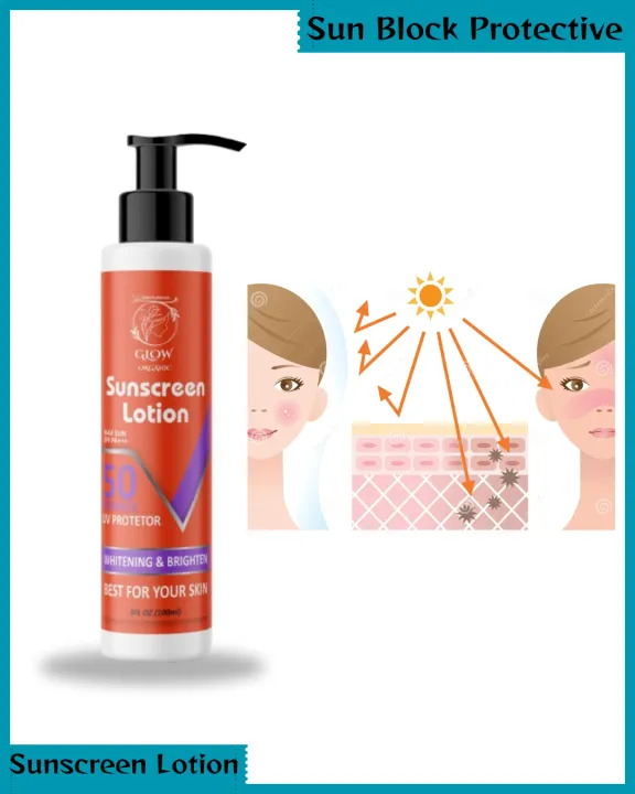 GLOW ORAGNIC Sunscreen Lotion Sunblock Protective Outdoor Facial UV ...