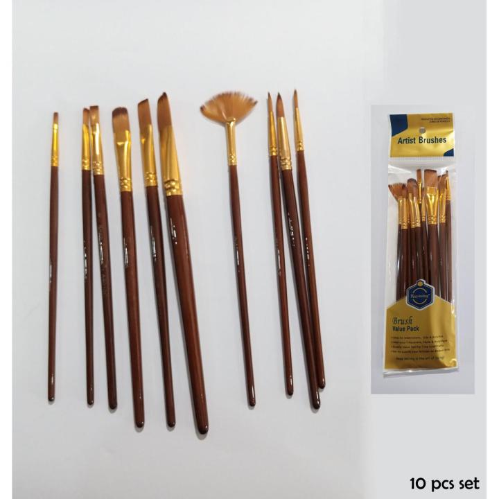 Pack of 10 Multi Shapes Nylon Paint Brush Set | Daraz.pk