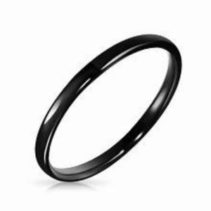 Thin Stackable Minimalist Simple Dome Black Couples Titanium Wedding ...